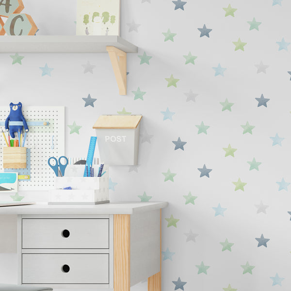Kit Estrelinhas Aquareladas Azul Stixx® Adesivos Criativos