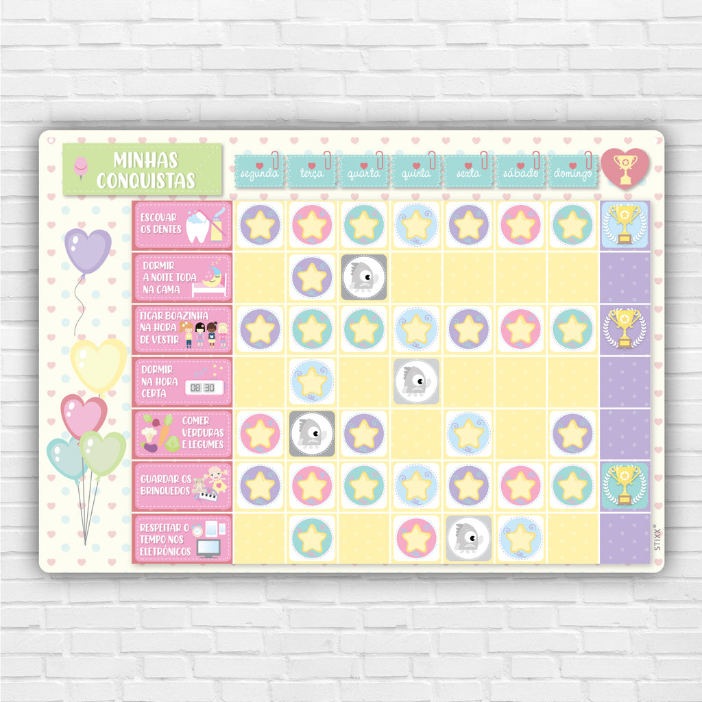 Combo 2 Quadros CalendÁrio Rotinas Infantil Stixx® Adesivos Criativos